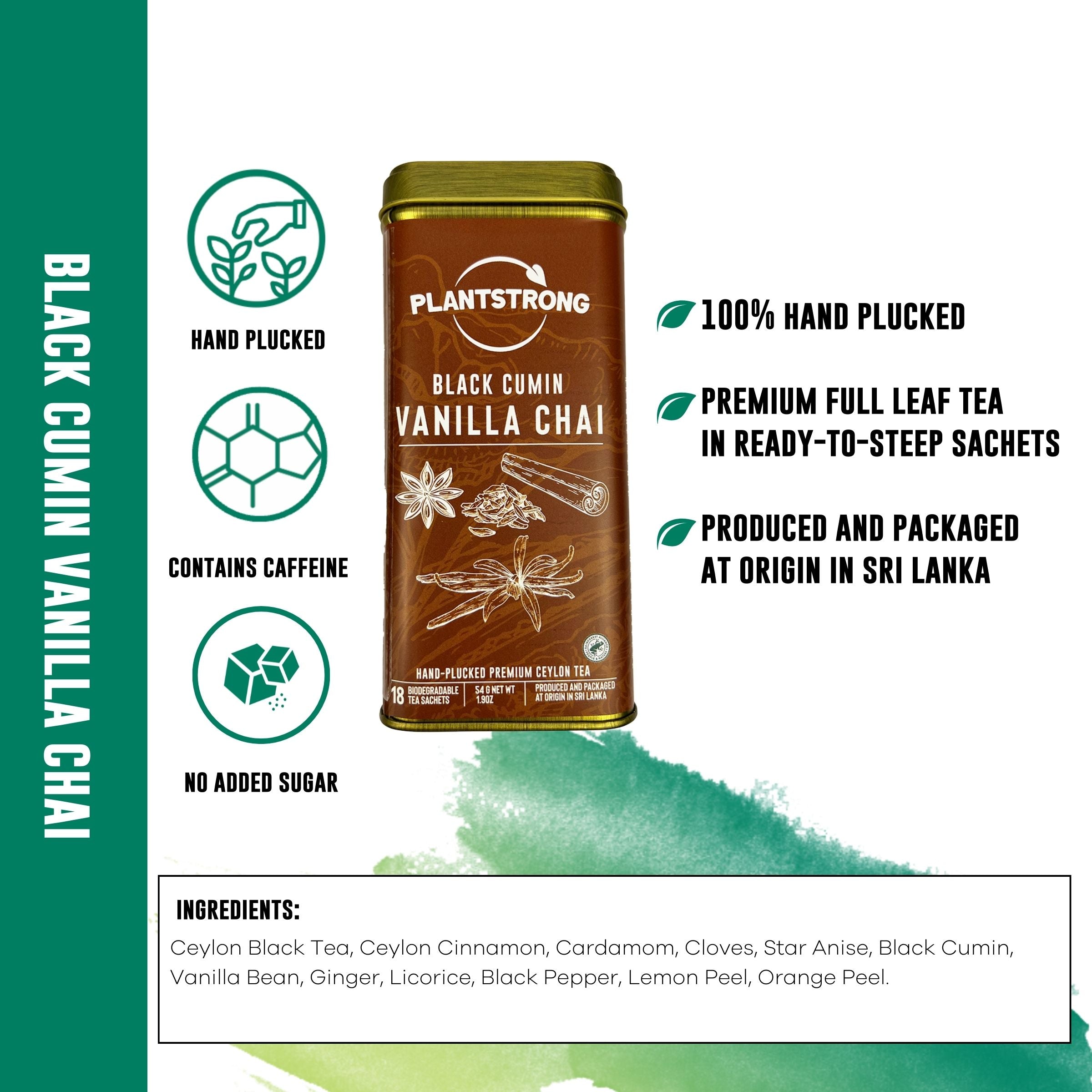 Black Cumin Tea Vanilla Chai Tea Bags From Sri Lanka – PLANTSTRONG Foods