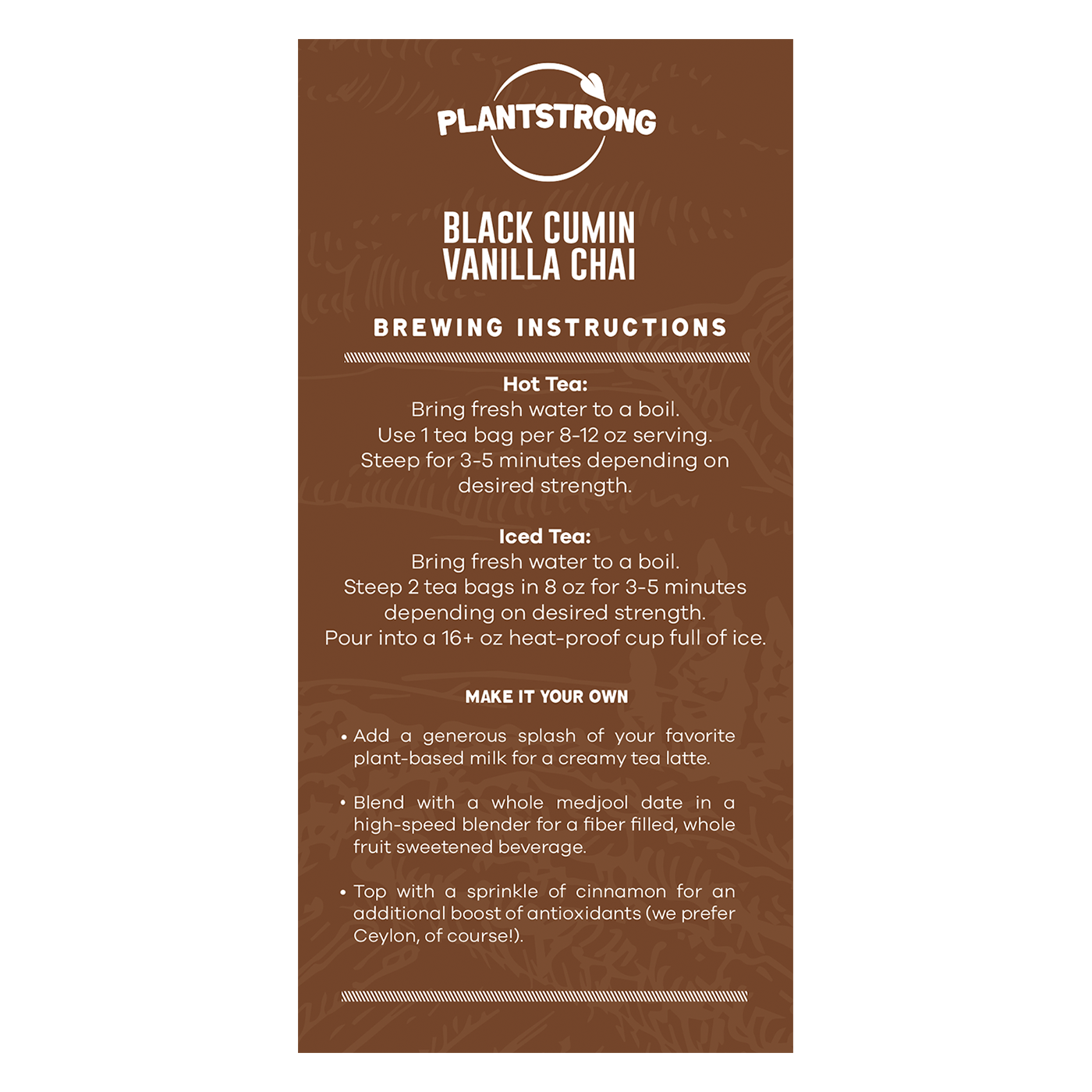 Black Cumin Tea Vanilla Chai Tea Bags From Sri Lanka – PLANTSTRONG Foods